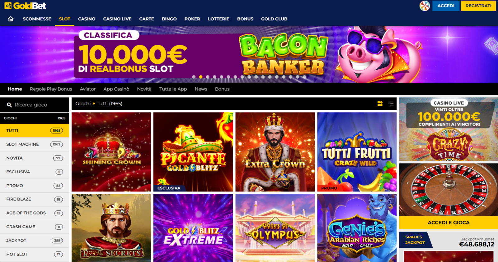 Goldbet Casino: recensione ed opinioni - Assopoker